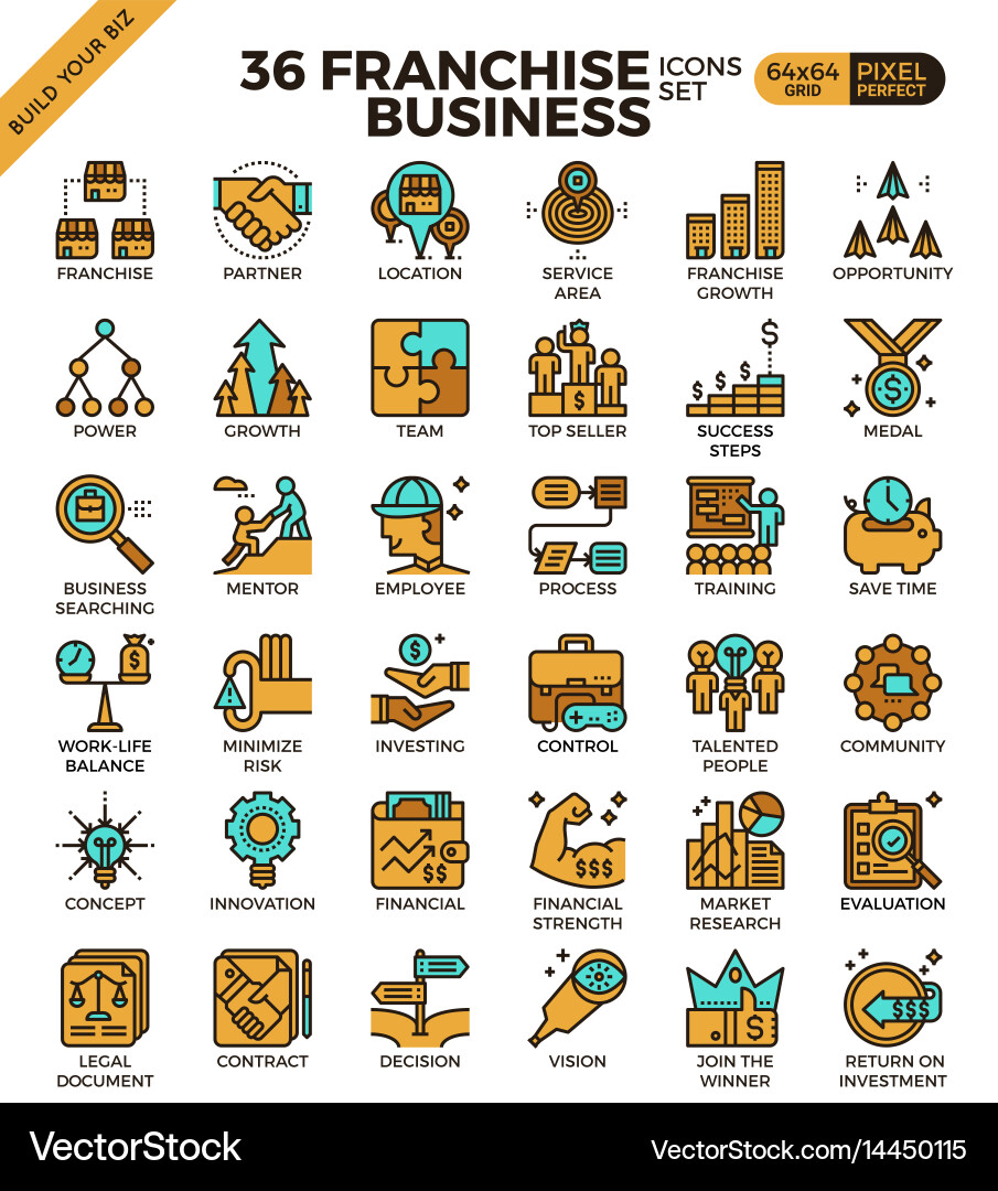 Franchise business icons Royalty Free Vector Image