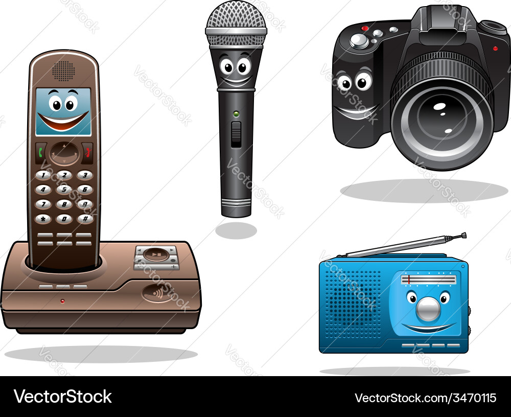 Gadgets and devices in cartoon style Royalty Free Vector