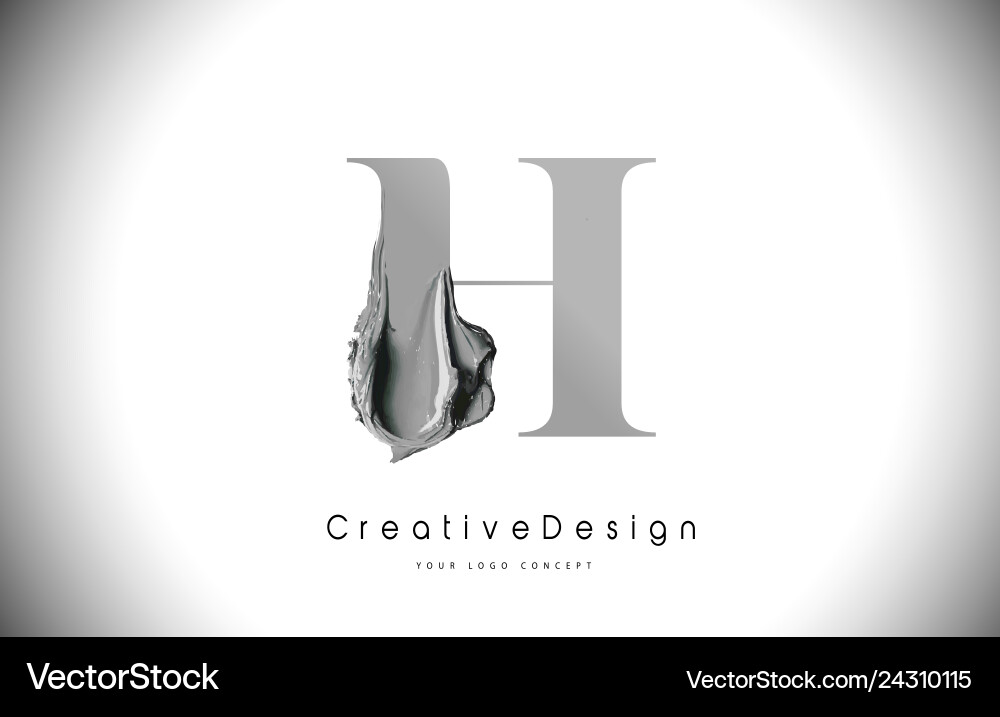 H letter design brush paint stroke black Vector Image
