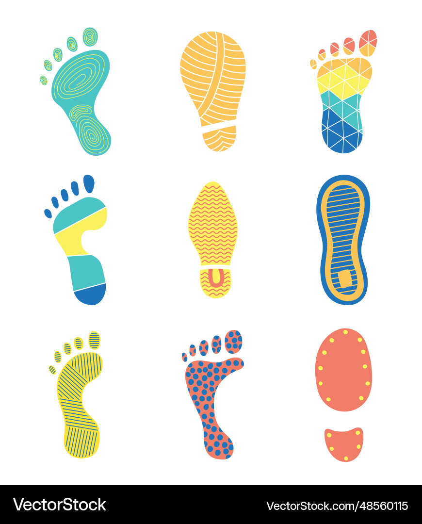 Human footprints shoe tread imprint Royalty Free Vector