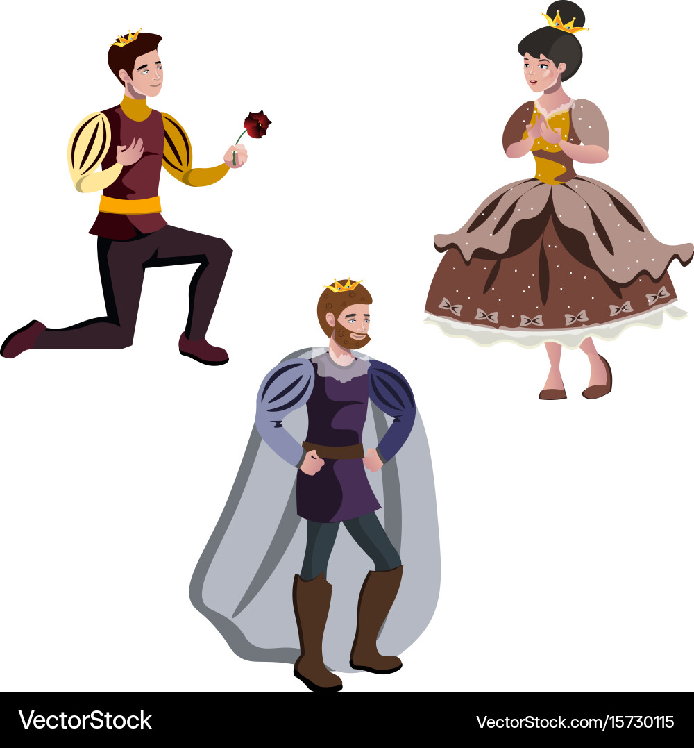 King a prince and princess Royalty Free Vector Image