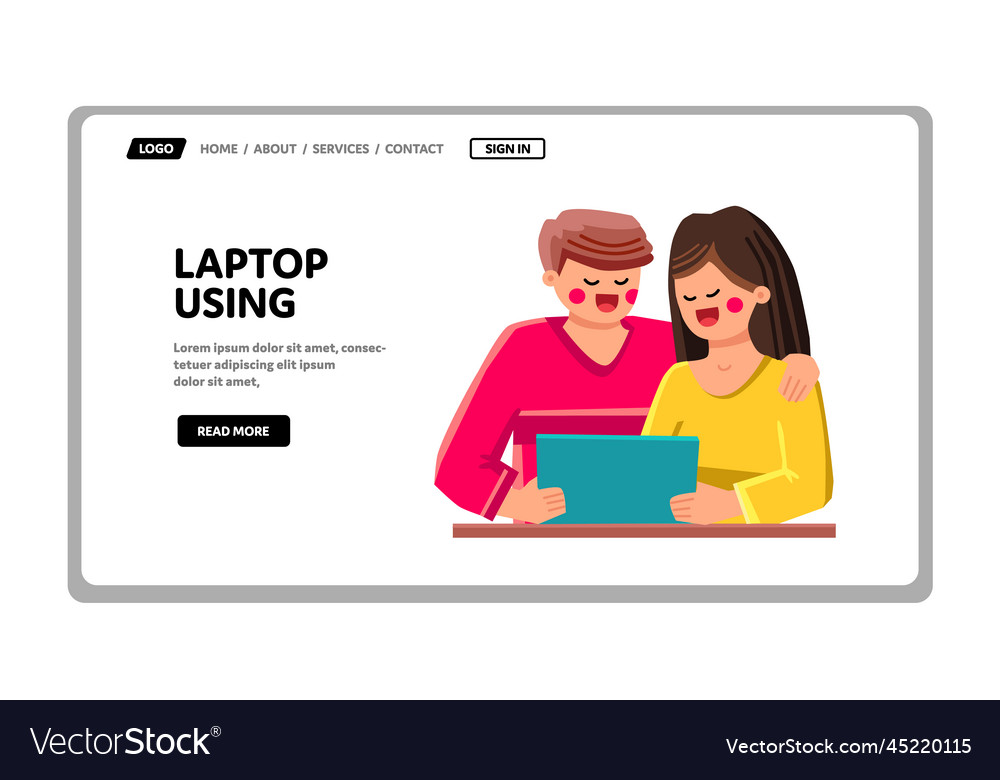 Laptop using Royalty Free Vector Image - VectorStock