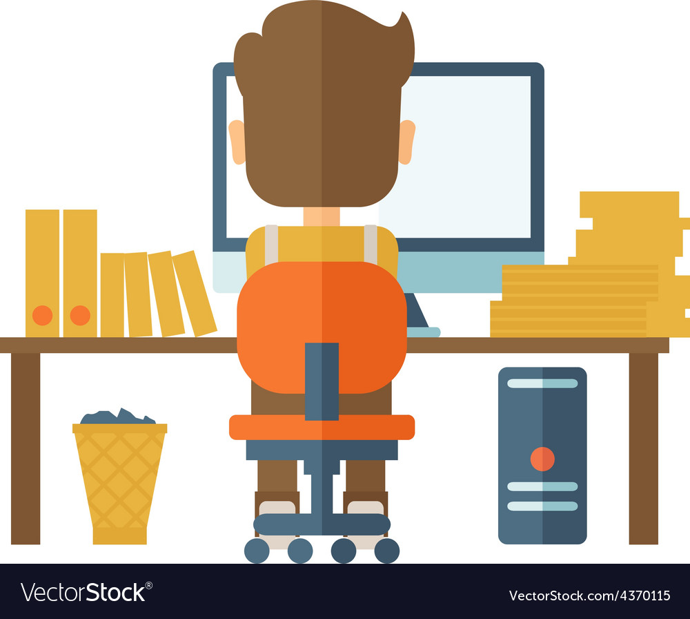 Man working with his computer Royalty Free Vector Image