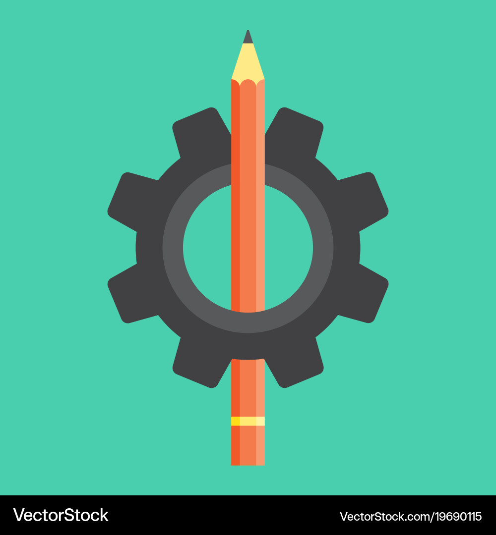 Pencil in the gear icon Royalty Free Vector Image