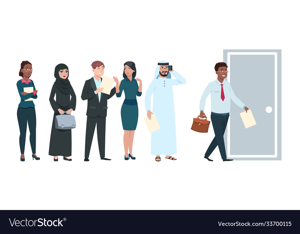 People queue job seekers in waiting line Vector Image People queue job seekers in waiting line Vector Image