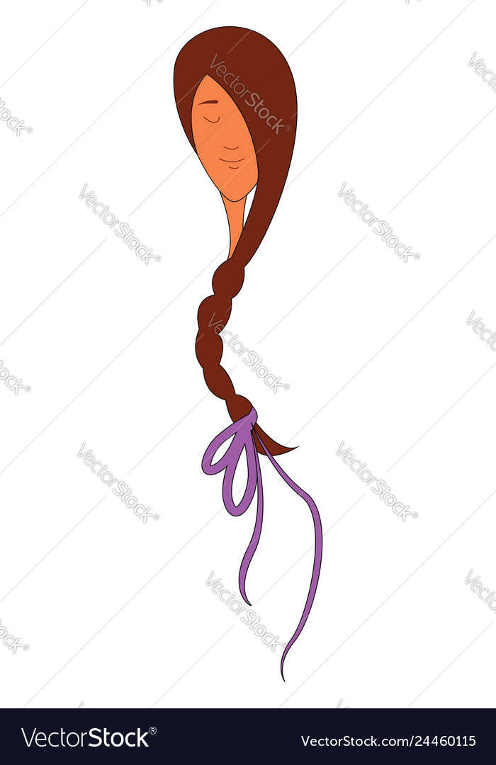 Portrait of girl with long brown hair on white Vector Image