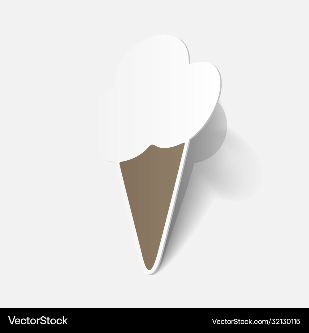 Realistic paper sticker ice cream Royalty Free Vector Image