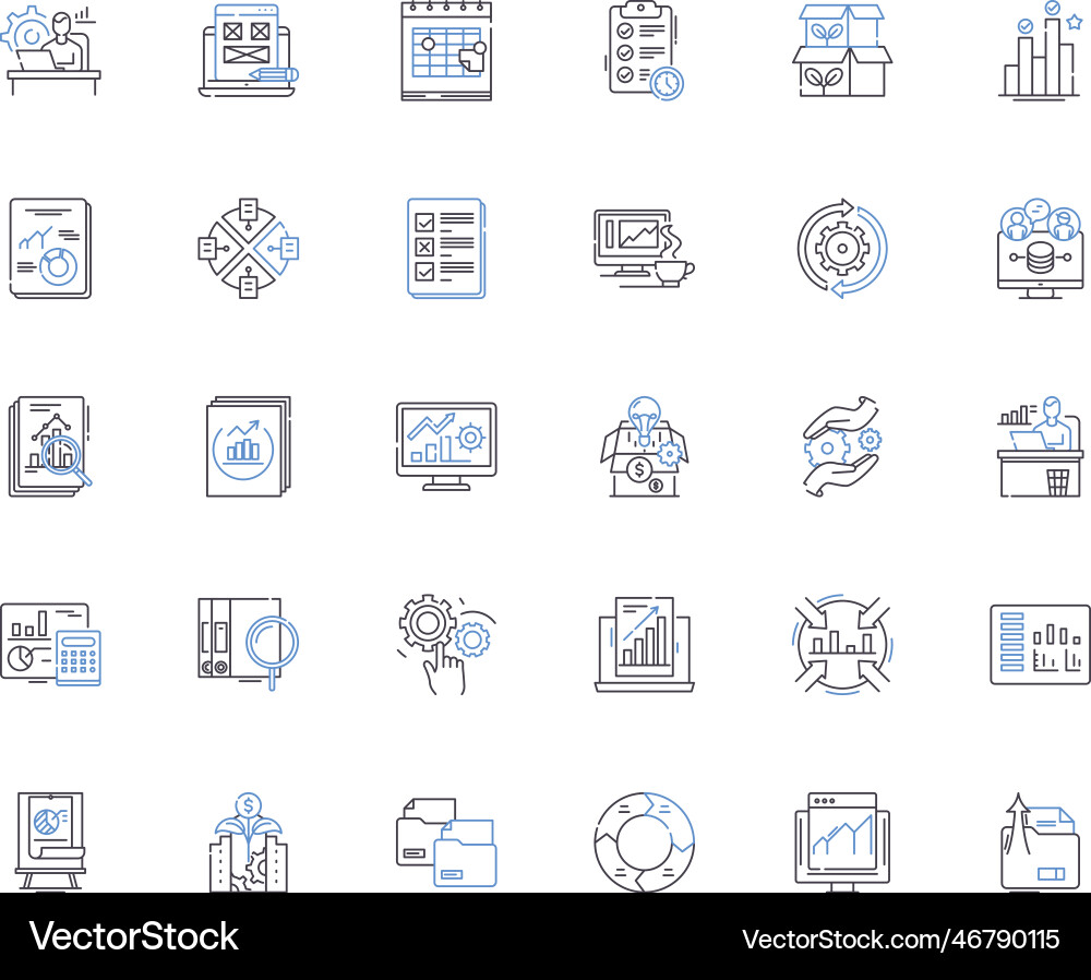 Records management tool line icons collection Vector Image