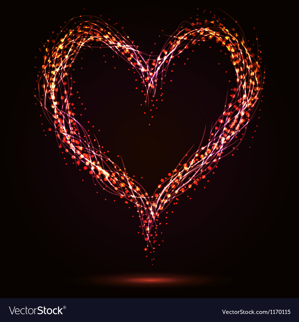 Sparkling heart shape on dark background Vector Image