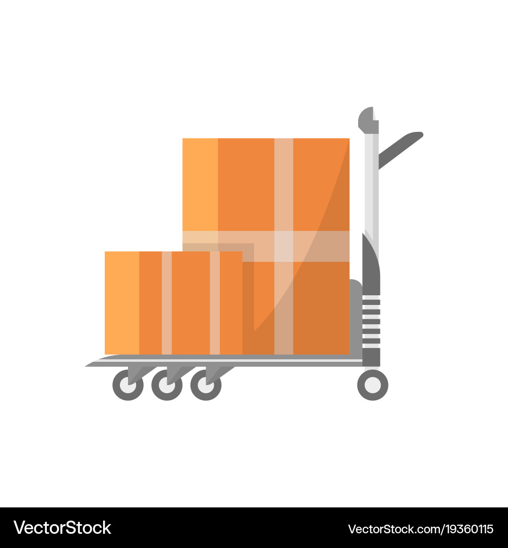 Warehouse cart with cardboard boxes icon Vector Image