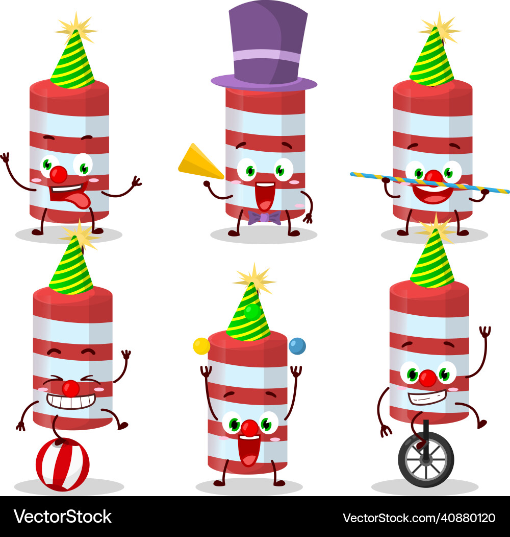 Cartoon character of red firecracker with various Vector Image