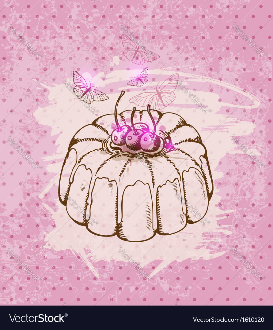 Cherry cake Royalty Free Vector Image - VectorStock