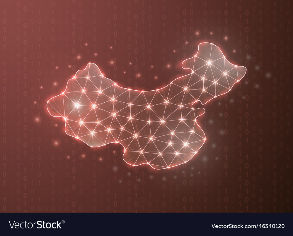 China polygonal symbol with binary code background China polygonal symbol with binary code background