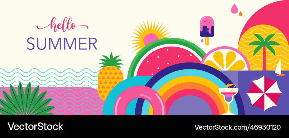 Colorful geometric summer background poster Vector Image