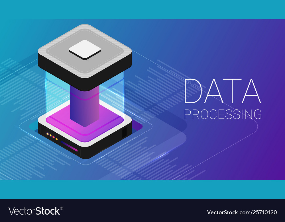 Concept big data processing energy station Vector Image