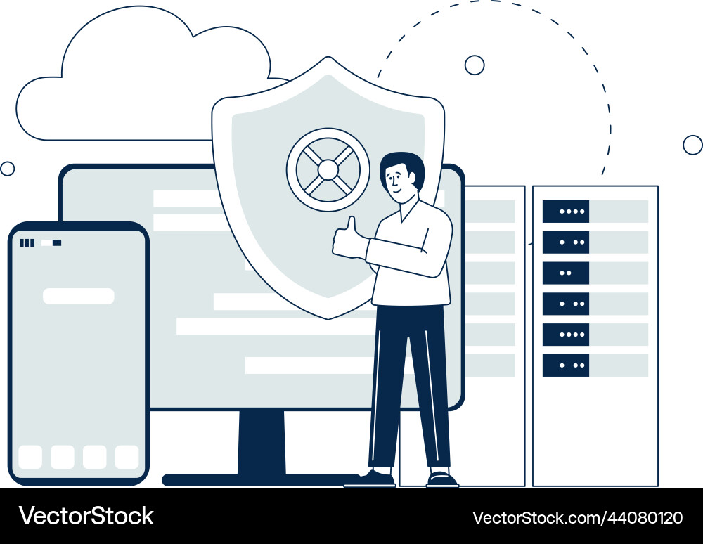 Data protection concept cloud services Royalty Free Vector
