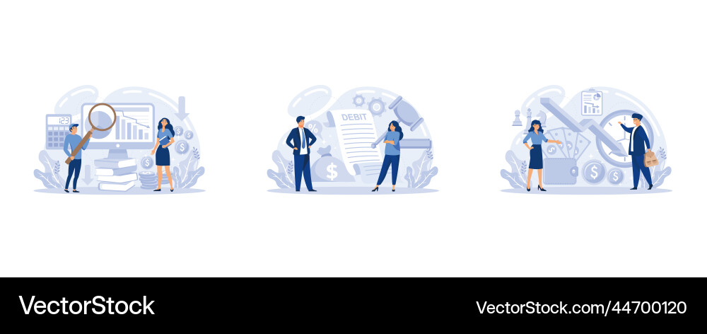 Decline stage concept set finance crisis Vector Image