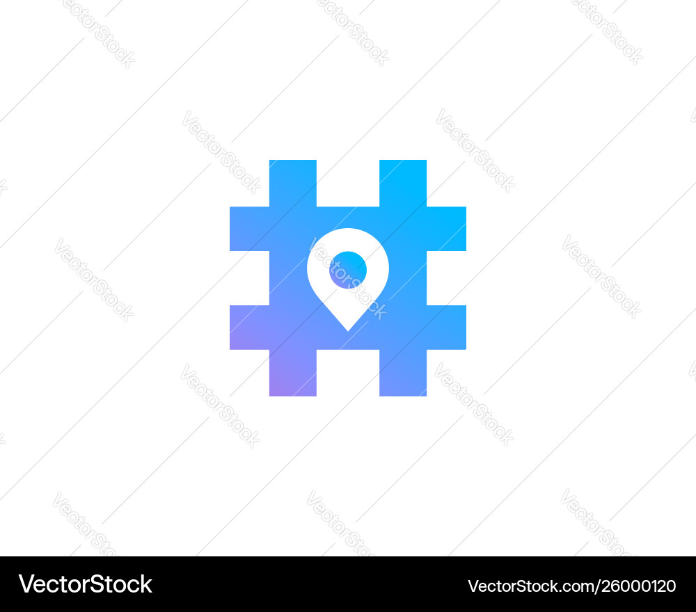 Hashtag symbol geotag logo icon design template Vector Image