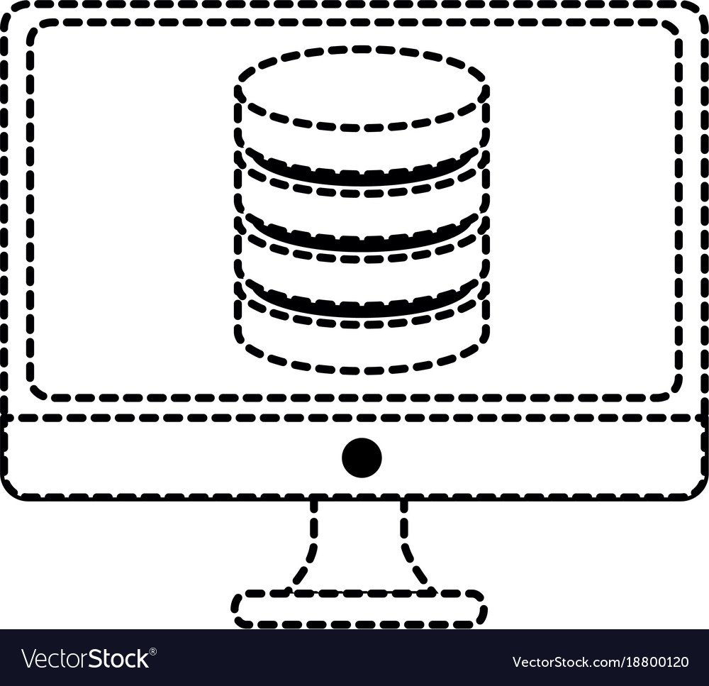 Monitor computer with data disk Royalty Free Vector Image