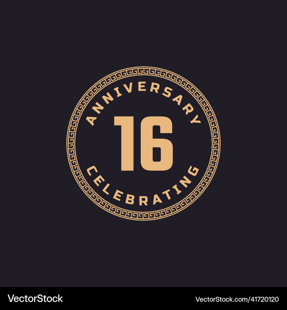 Vintage retro 16 year anniversary celebration Vector Image