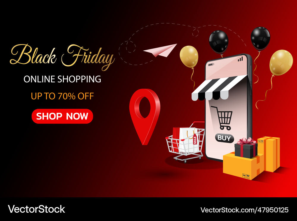 Black friday online shopping banner Royalty Free Vector