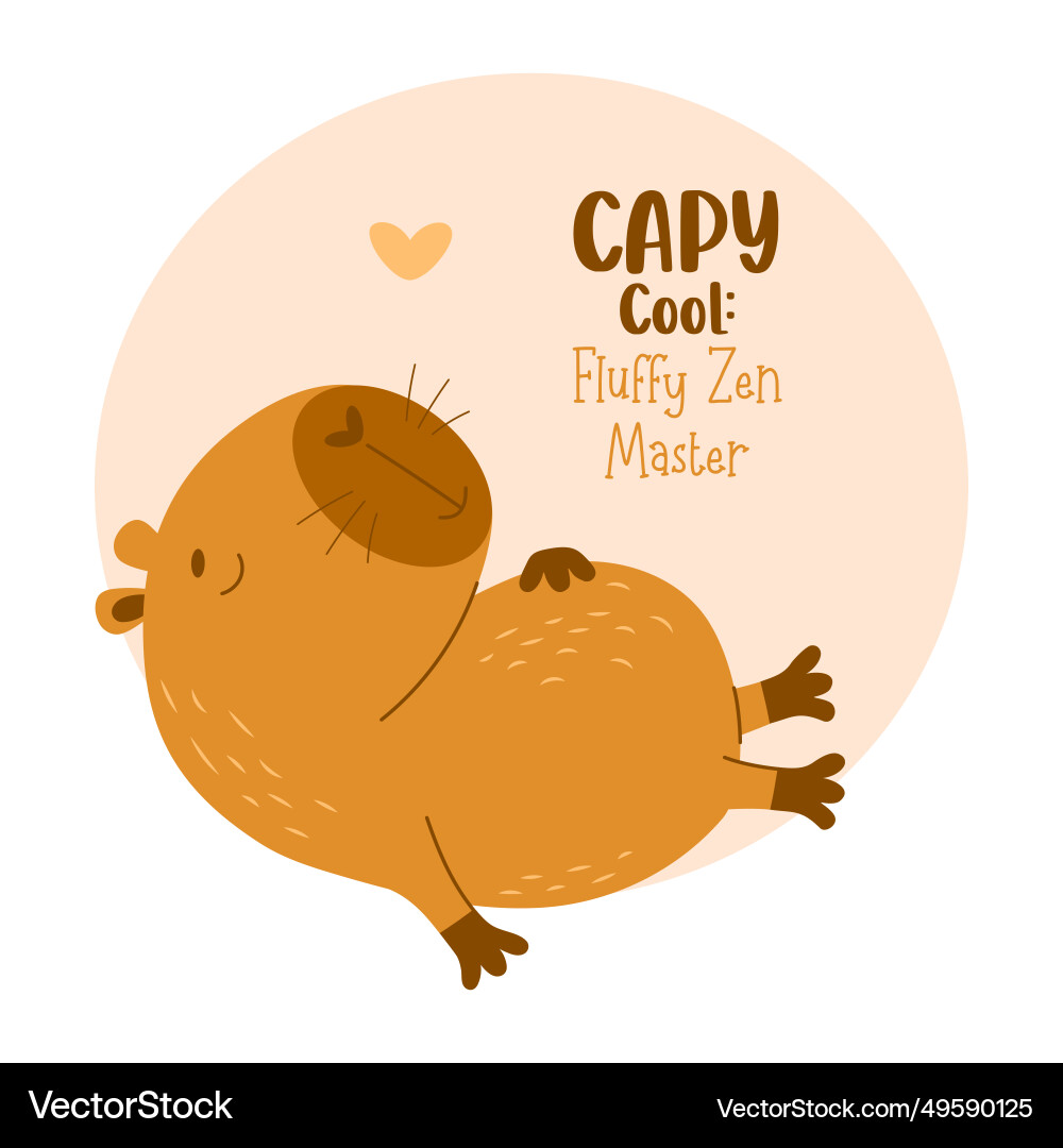 Cute sleeping capybara animal rests and relaxes Vector Image