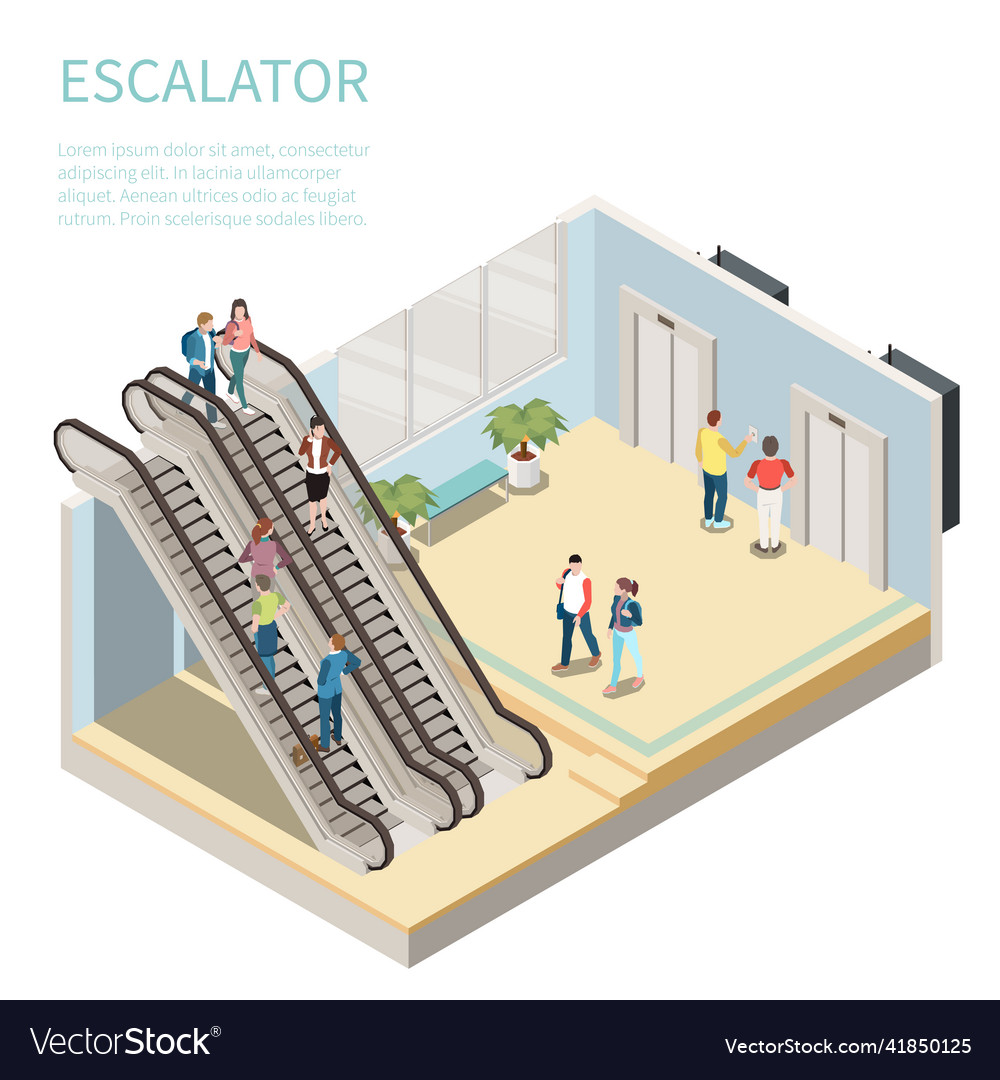 Escalator isometric composition Royalty Free Vector Image