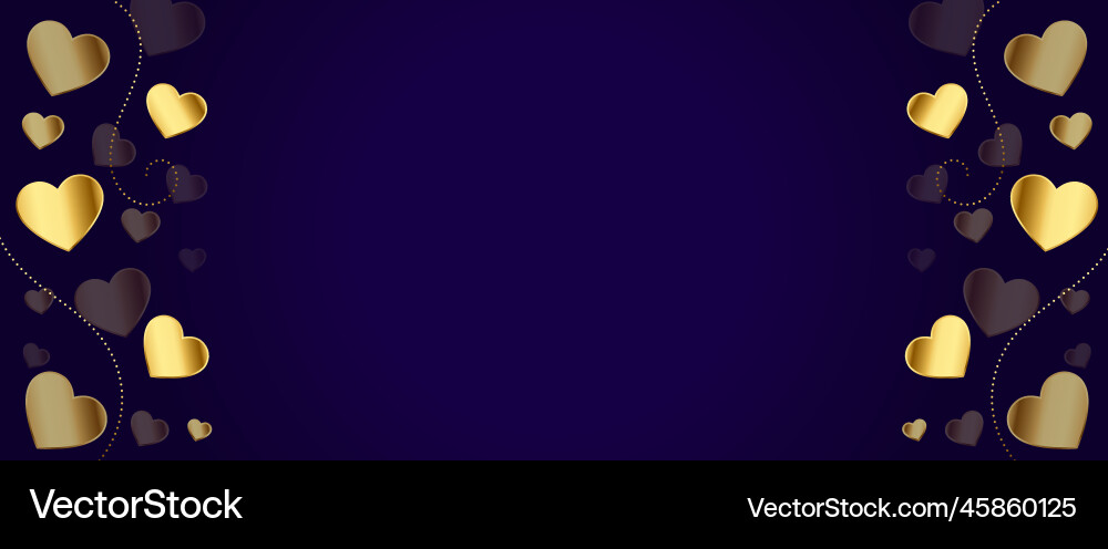 Floating golden hearts banner with text space Vector Image