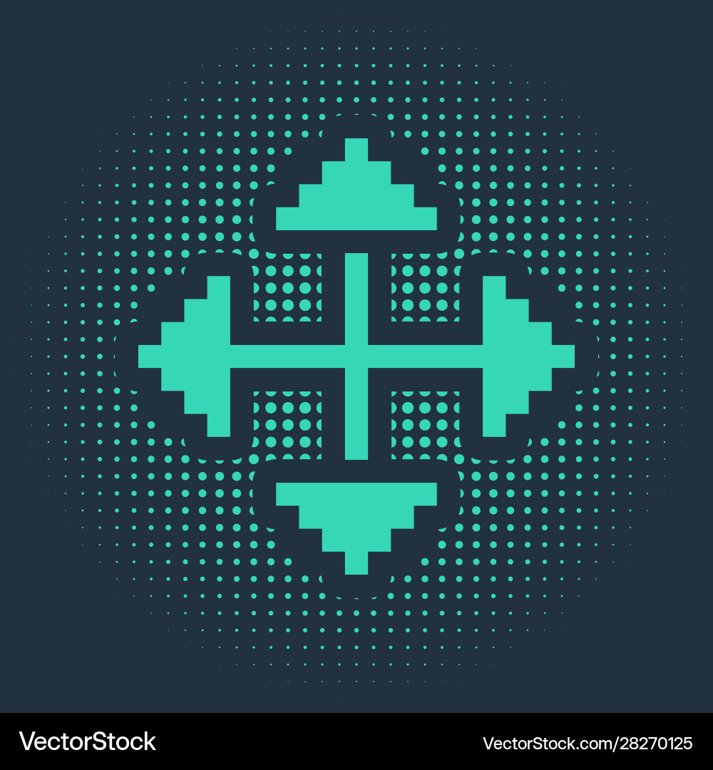 Green pixel arrows in four directions icon Vector Image