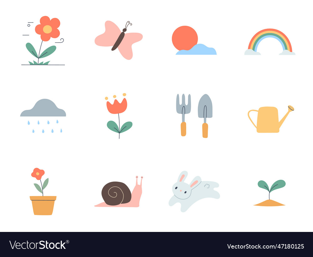 Hand drawn doodle spring elements Royalty Free Vector Image