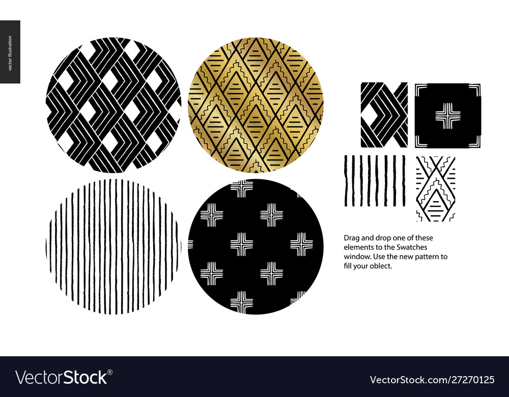 Hand drawn patterns - rounded Royalty Free Vector Image