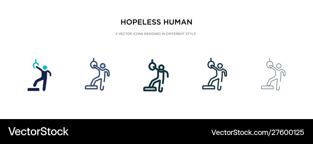 Hopeless human icon in different style two Vector Image