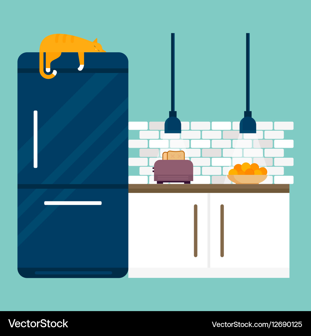 Kitchen and furniture interior flat style Vector Image