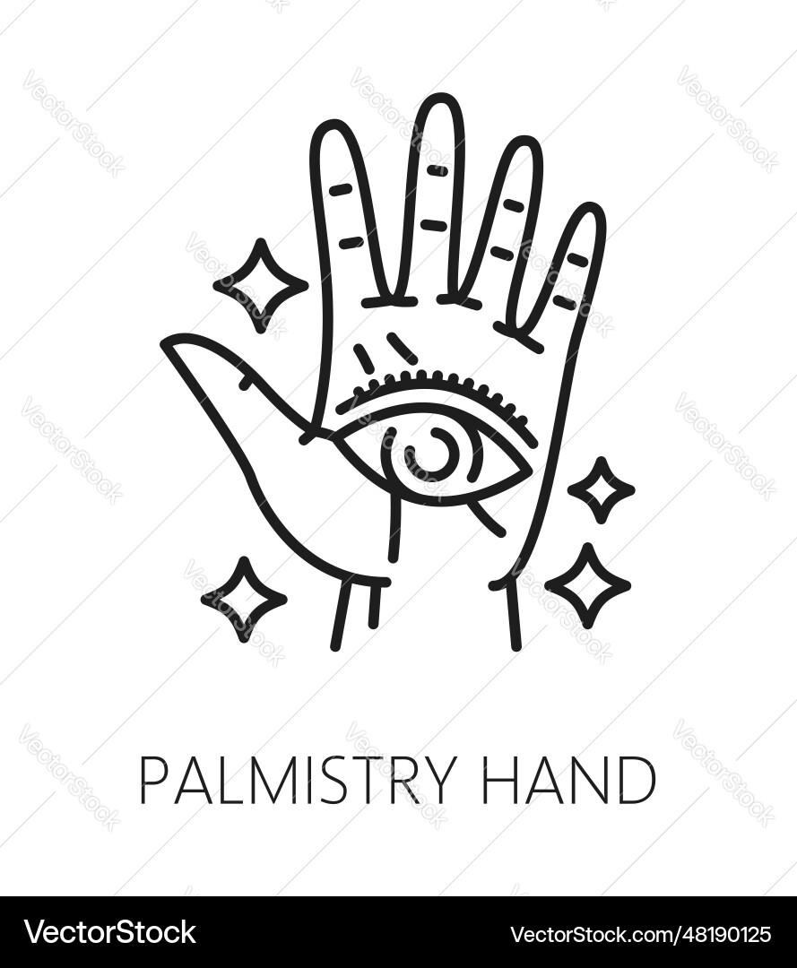 Palmistry hand witchcraft magic icon of esoteric Vector Image