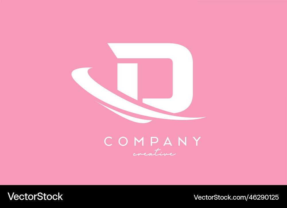 Pink white d alphabet letter logo icon Royalty Free Vector