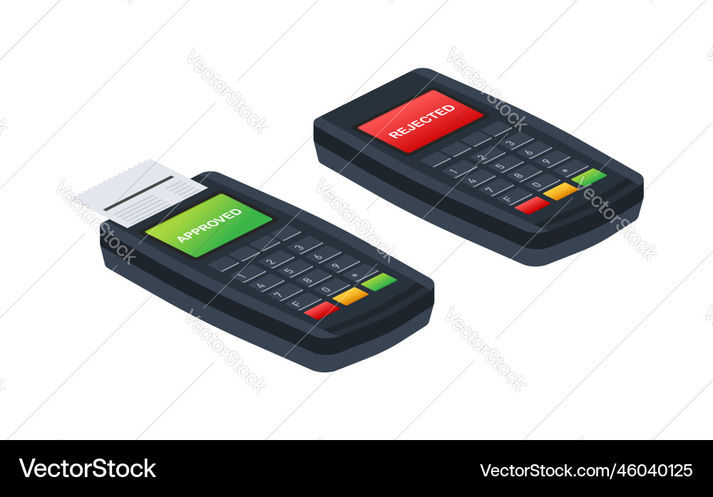 Pos terminal paper receipt approved rejected Vector Image