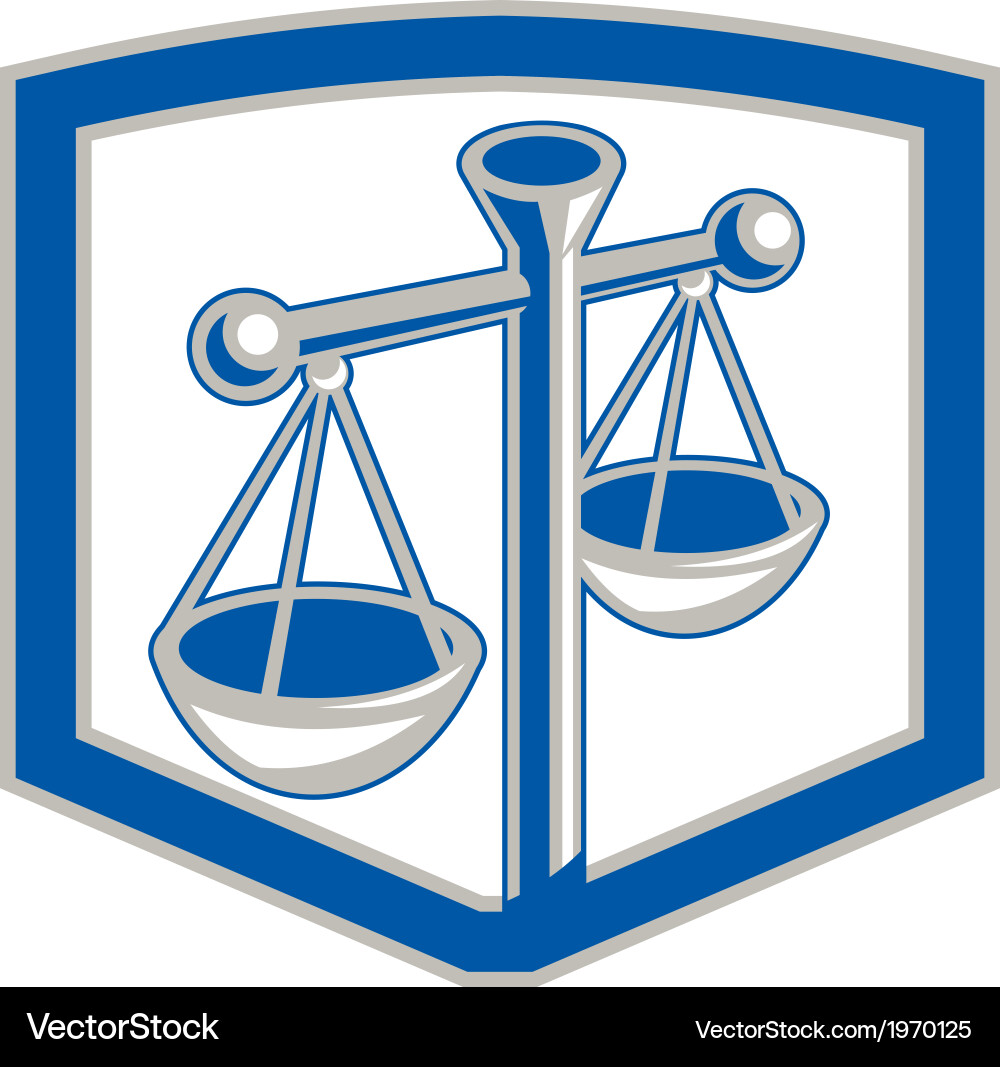 Scales of Justice Shield Retro Royalty Free Vector Image