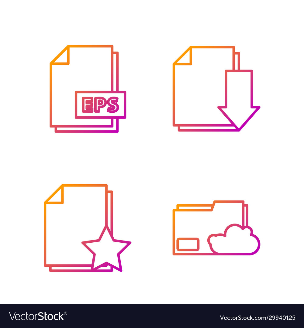 Set line cloud storage text document folder Vector Image Set line cloud storage text document folder Vector Image