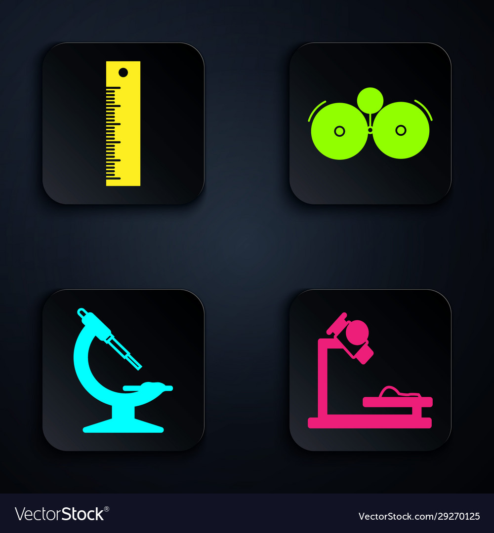 Set microscope ruler microscope and ringing Vector Image