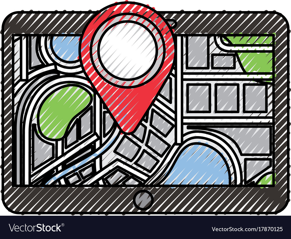 Tablet pointer map navigation destination symbol Vector Image