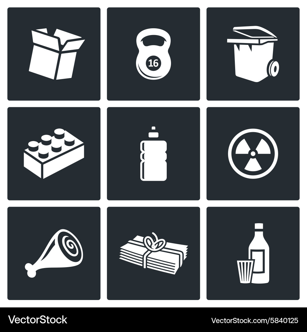 Waste and recycling icons Royalty Free Vector Image