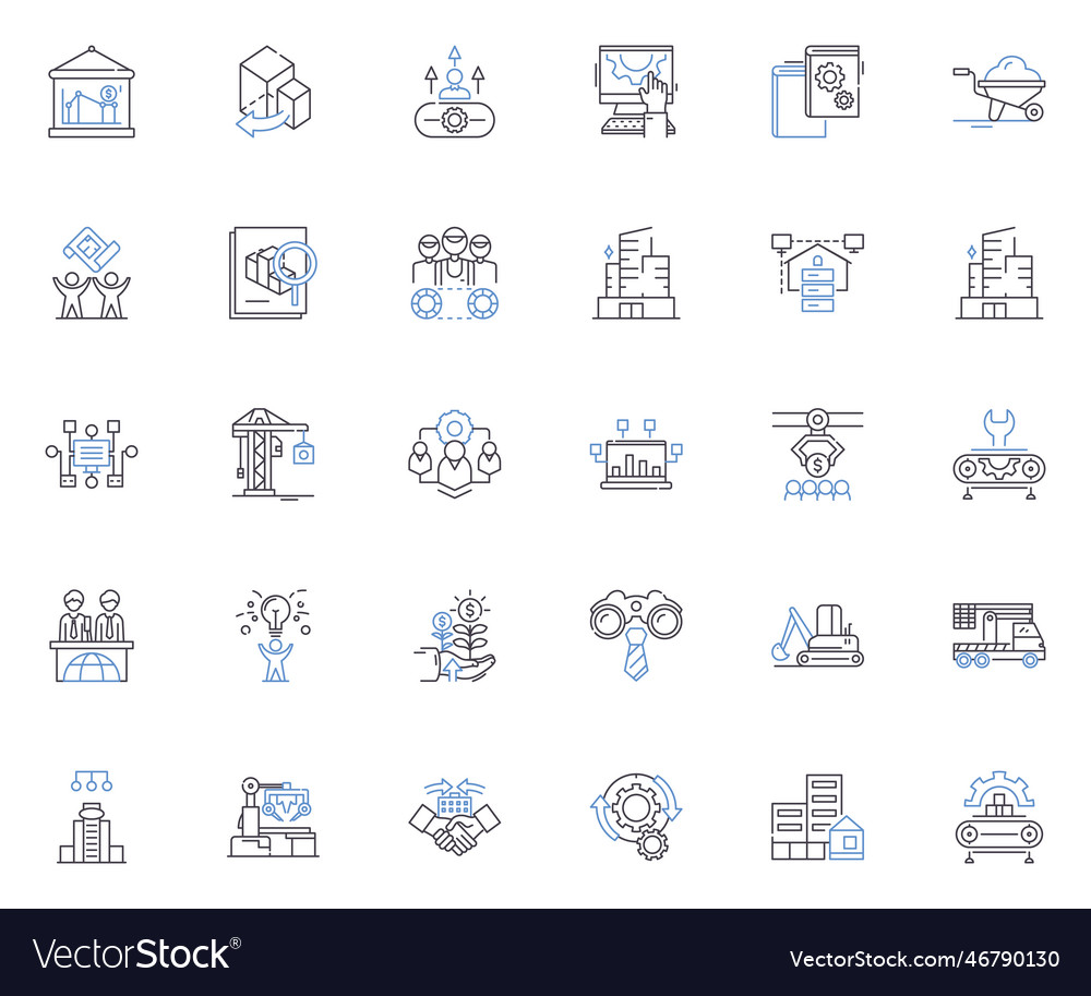 Assembly Line Icons Collection Automation Vector Image