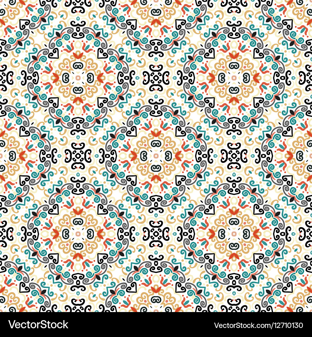 Floral pattern blue brown flower weave curves Vector Image