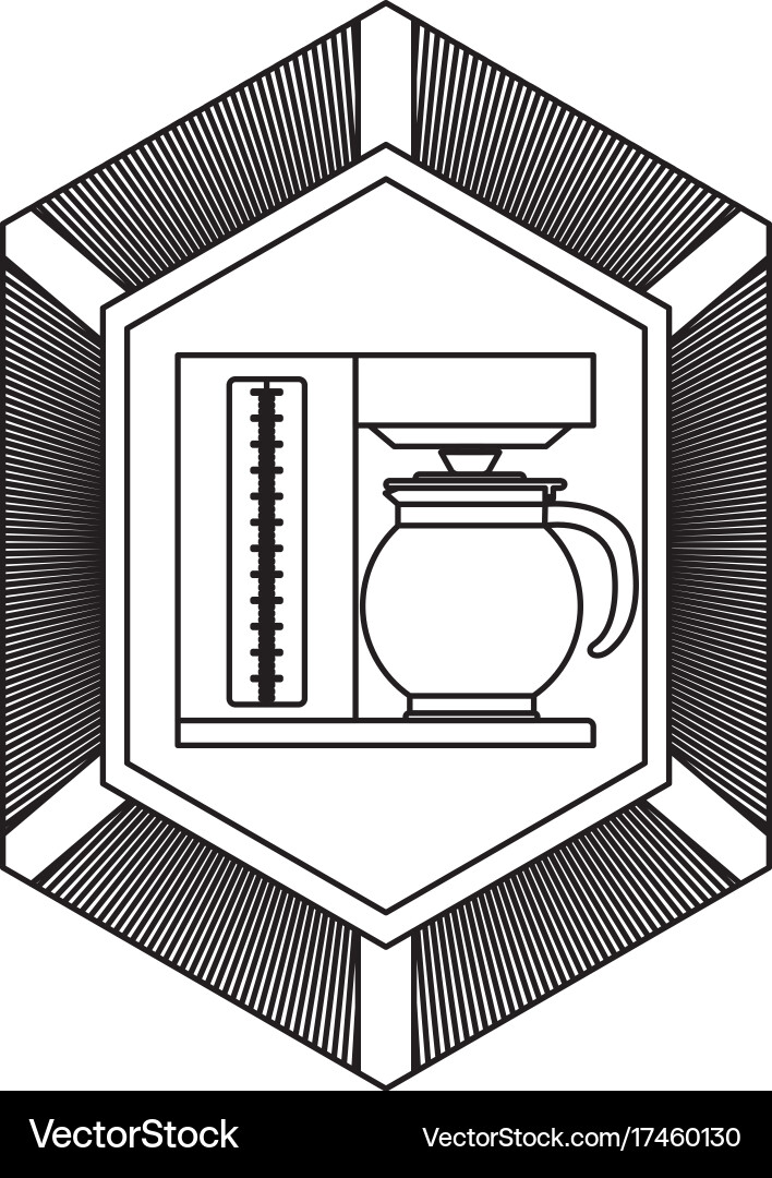 Logo badge decorative coffee maker with glass Vector Image