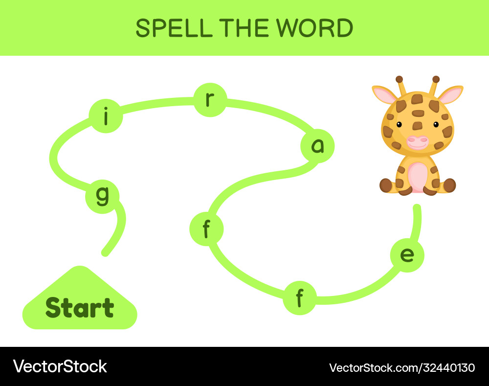 Maze for kids spelling word game template learn Vector Image