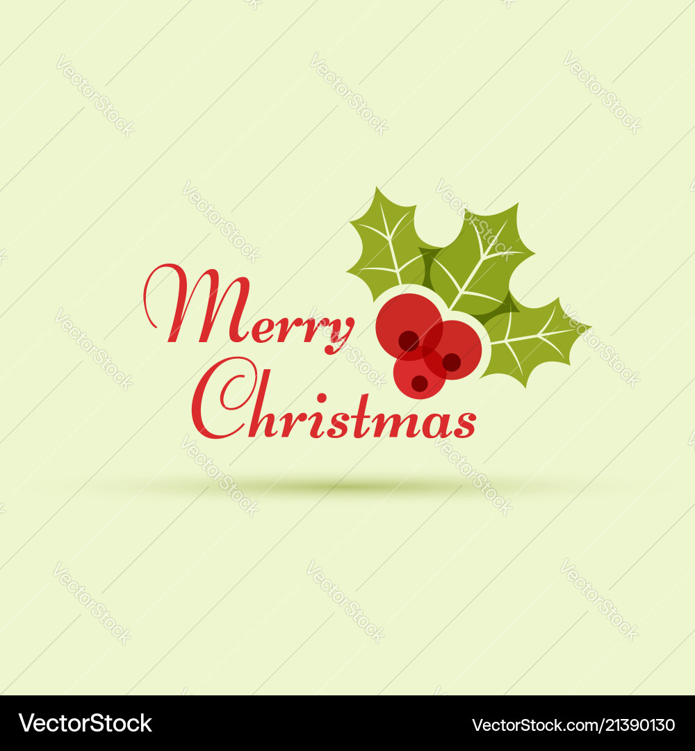 Merry christmas headline text with holly berry Vector Image