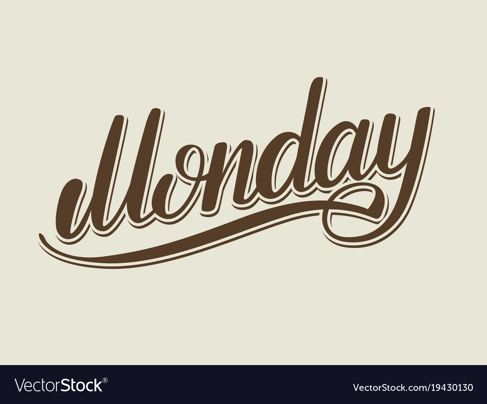 Monday Hand Lettering Royalty Free Vector Image