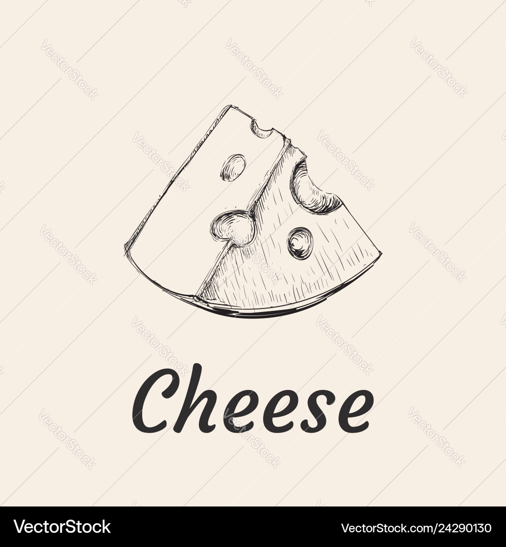 Piece of cheese hand drawn Royalty Free Vector Image