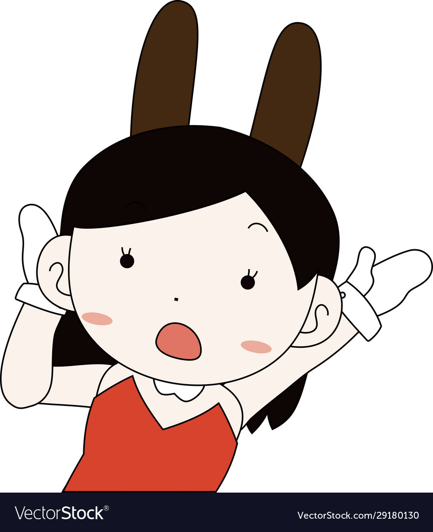 Pop cute pose bunny girl upper body Royalty Free Vector