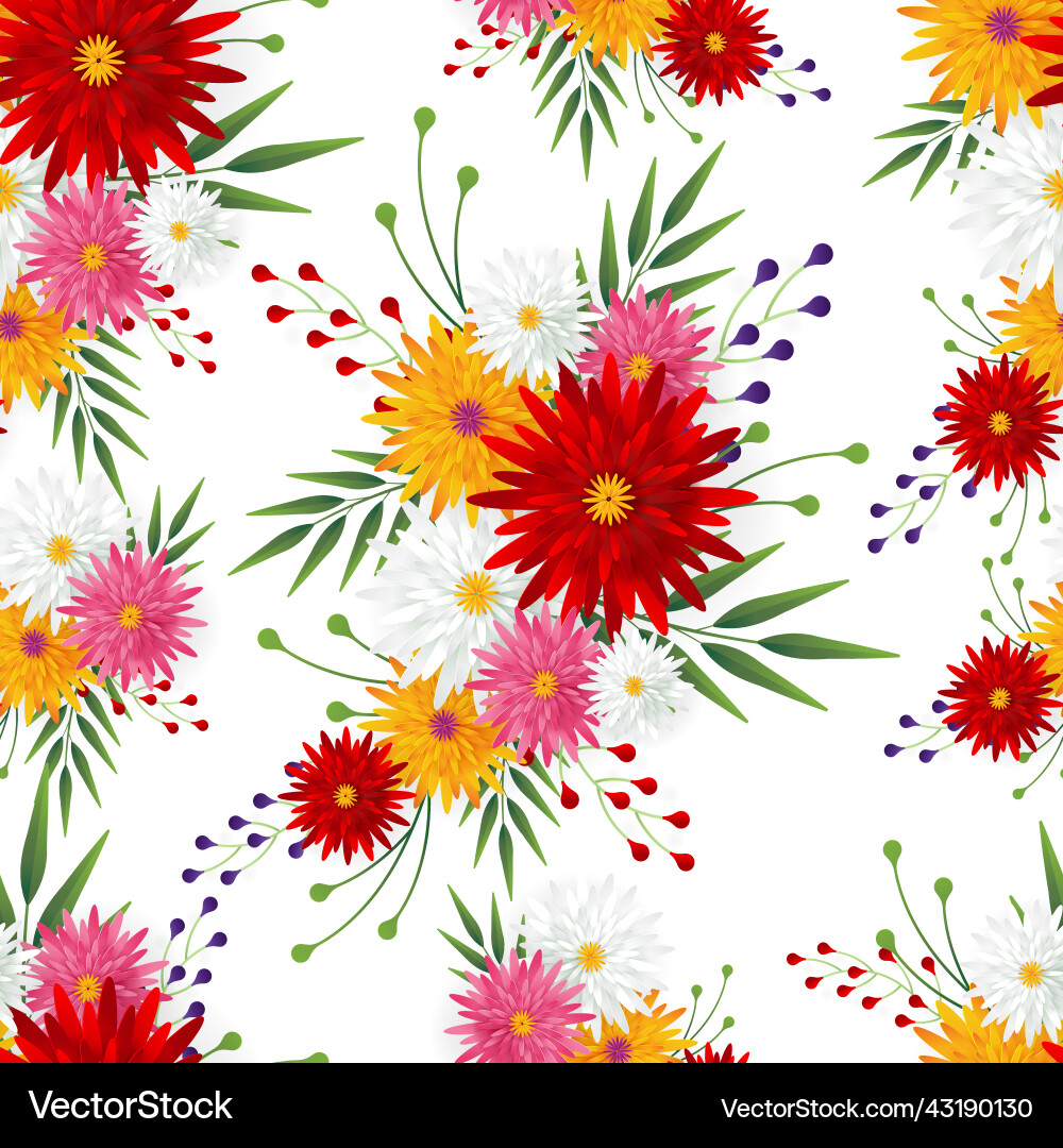 Seamless floral pattern with colorful flowers Vector Image